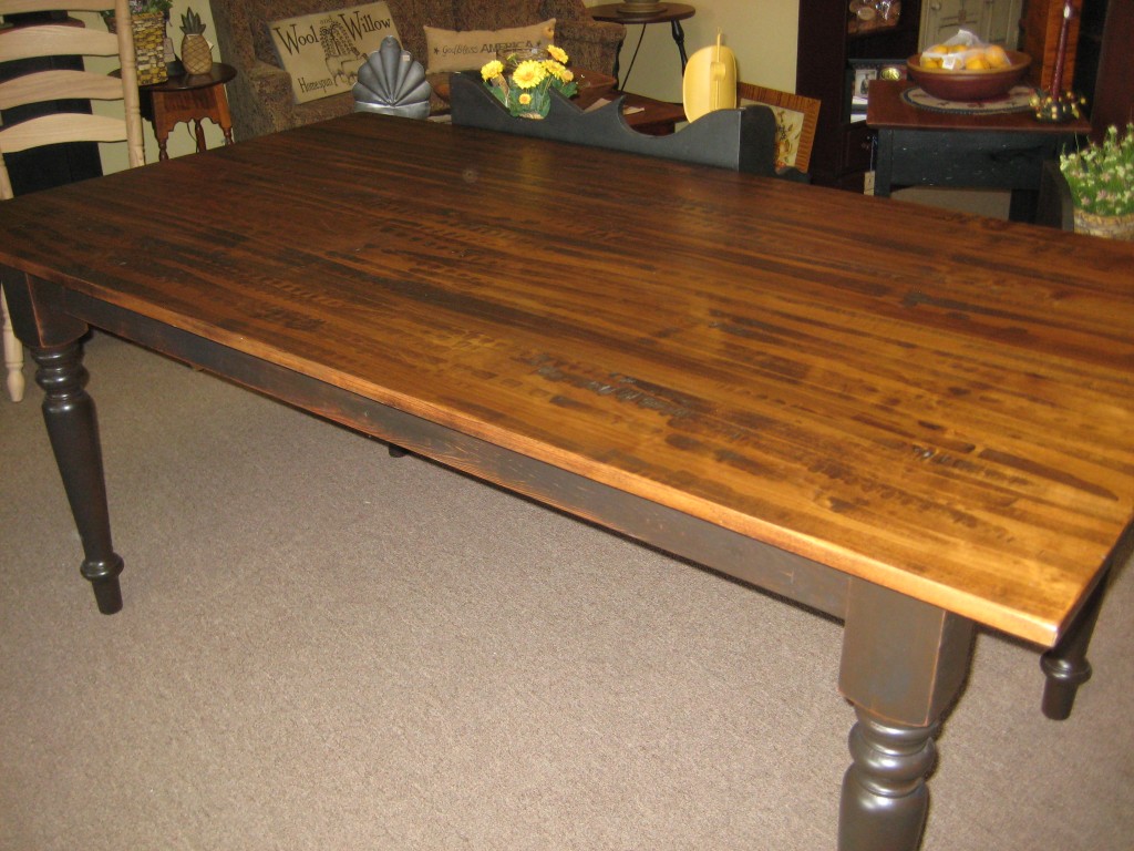 Harvest Table with Hand Scraped Brown Maple Top – Colonial House